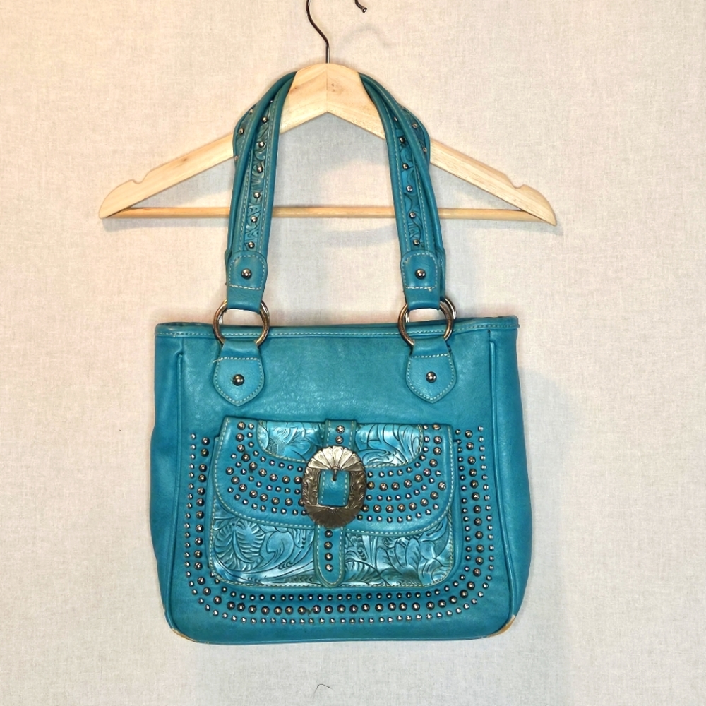 Rare Montana West Turquoise Tooled Leather-Look Conce… - Gem